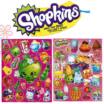 Shopkins Stickers Set 2 Sheets Vinyl Plastic Decal Laser individually ...