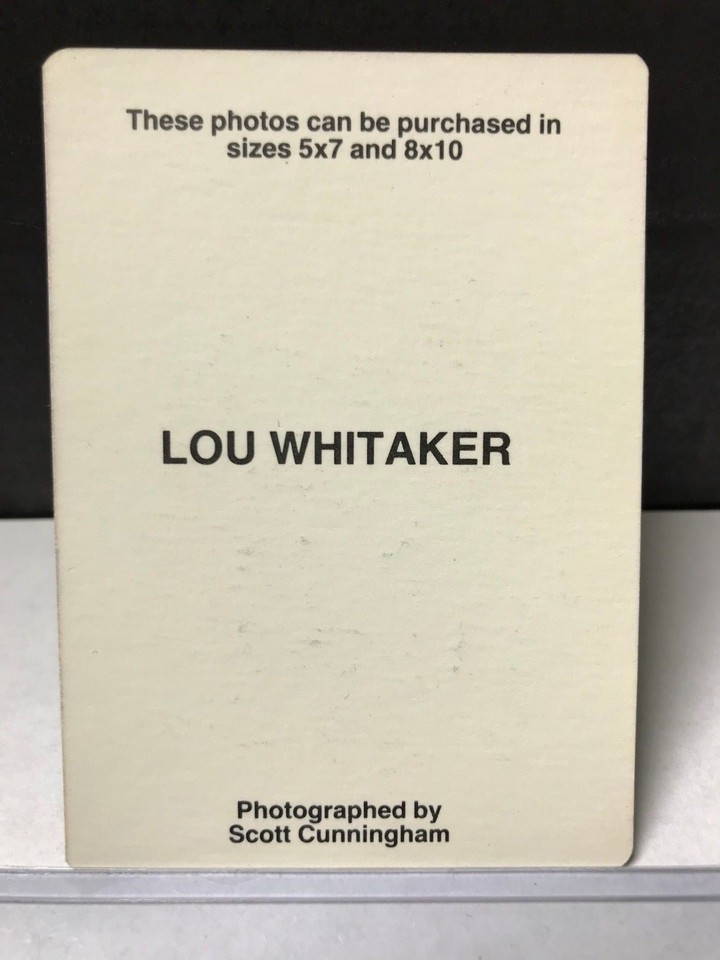 VERY RARE, ,LOU WHITAKER AUTOGRAPHED 1986 CUNNINGHAM /BRODER PHOTO CARD ...