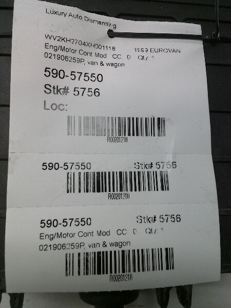 1997-01 VW Eurovan - Engine Module, ECU VR6 T4 EID: AES - 021906259P ...