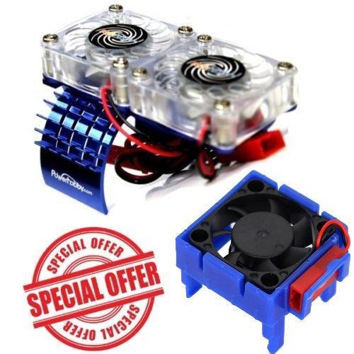 Powerhobby Cooling Fan + Motor HeatSink Dual Twin Fan FOR Traxxas Slash ...