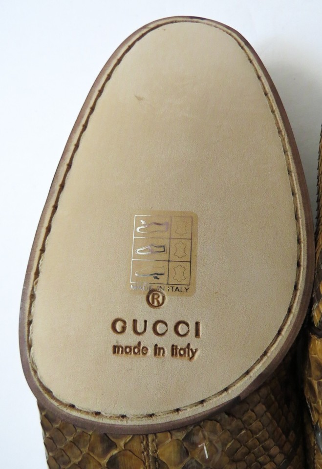 GUCCI Python Snakeskin Leather Horsebit Loafers Shoes Size 7 G 7.5 US ...