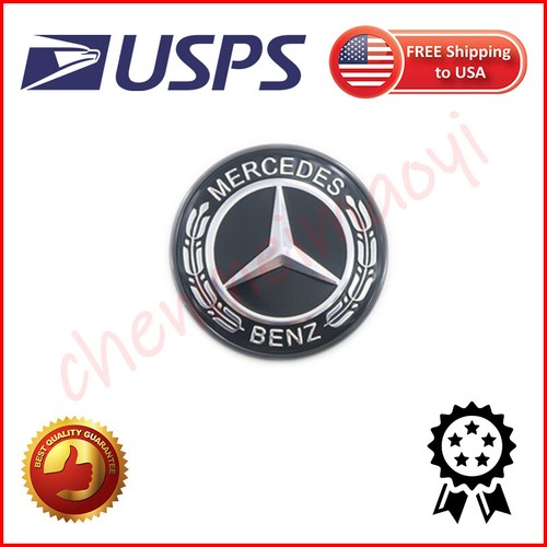 BLACK FRONT HOOD BADGE Two sockets EMBLEM FOR MERCEDES BENZ CLK CLS E ...