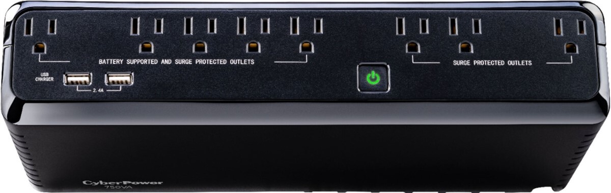 CyberPower 750VA Slim Line Battery Back-Up UPS 8 Outlet Surge Protector ...