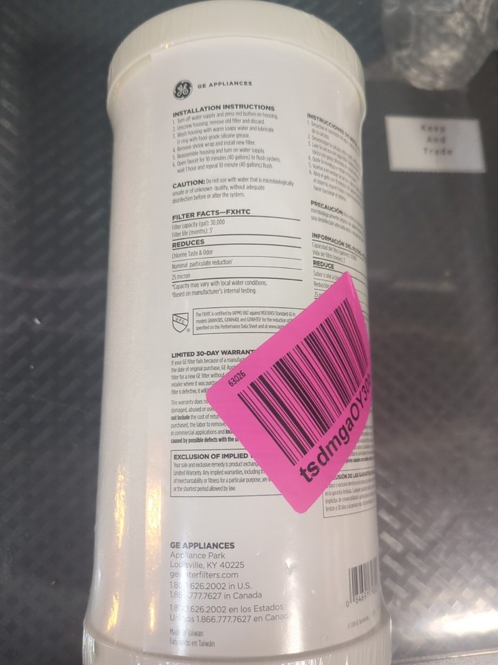 GE FXHTC Whole House Water Filter Replacement Cartridge 25 Micron #H6 ...