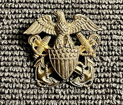 Vintage Sterling 1/20 10K Gold WW2 Military Navy Eagle Shield Fouled ...