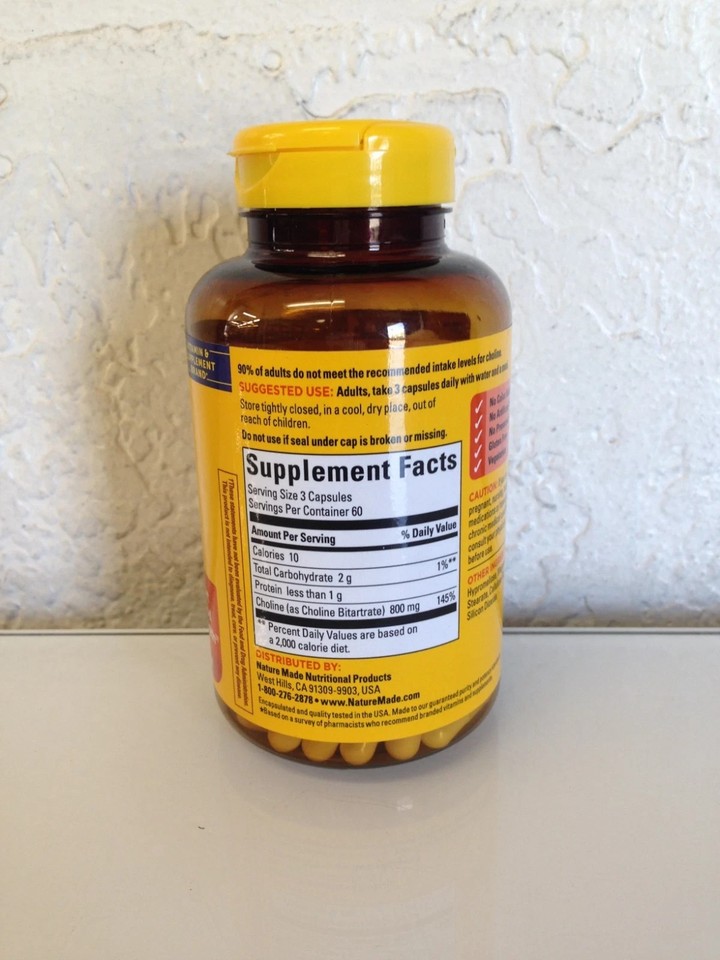 Nature Made Choline Extra Strength 800 mg, 180 Capsules Exp. 01/2027 | eBay