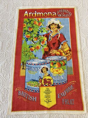 Vintage Ardmona British Empire Fruit Advertising Linen Tea Towel 66 cm ...