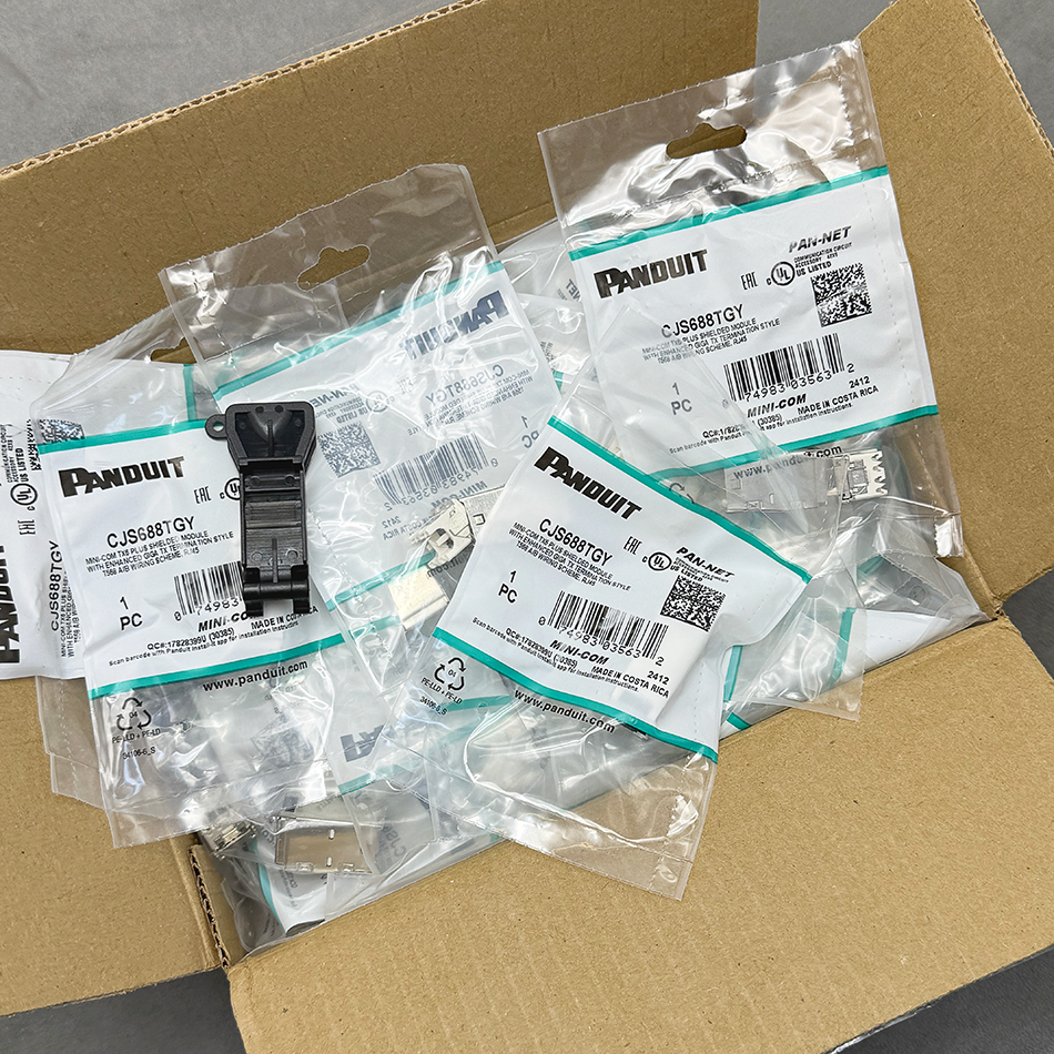 New 50Pcs Panduit CJS688TGY Mini-Com Cat 6 Shielded RJ45 TG Jack Module ...