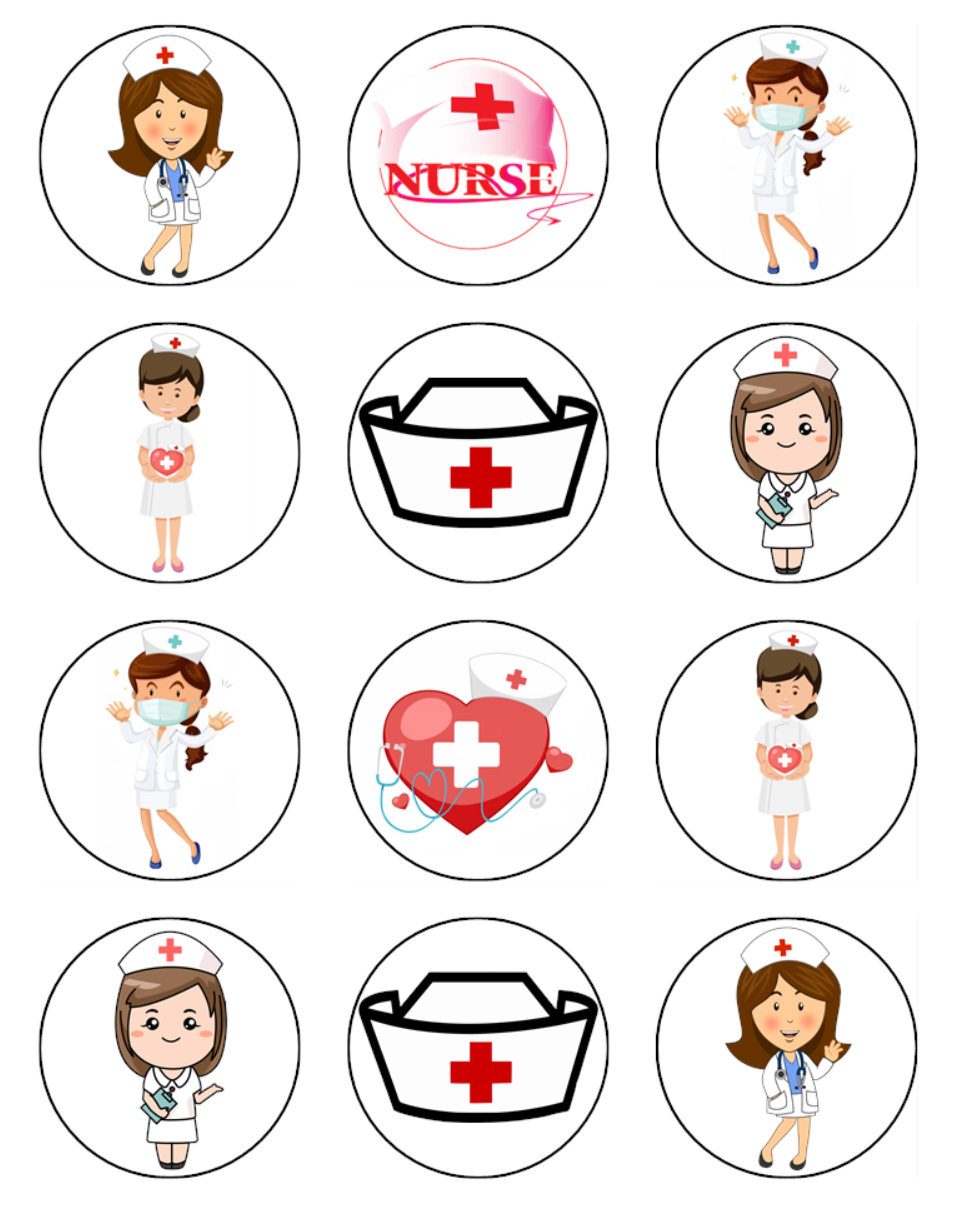 Nurse Cupcake Toppers Edible Wafer Nurses Day Cake Decorations 30 #02 ...