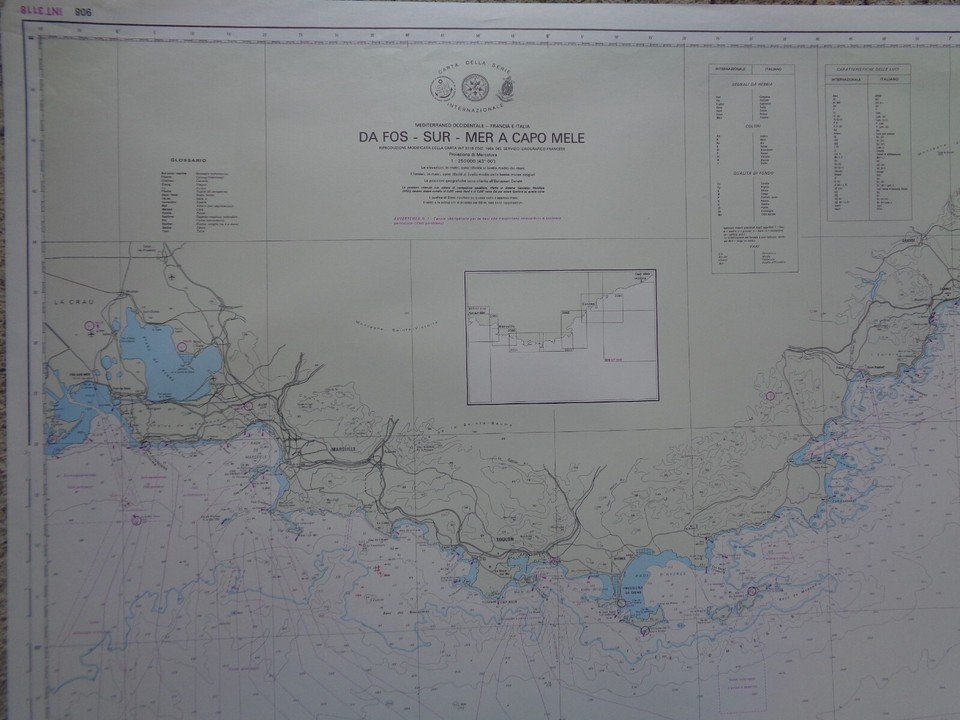 Marine Map / From Fos-sur-Mer to Capo Mele - France and Italy | eBay UK