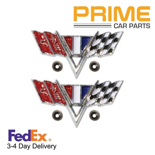 2 Pack Fender Trim Flag Emblems For 1964-67 Chevy Camaro Impala ...
