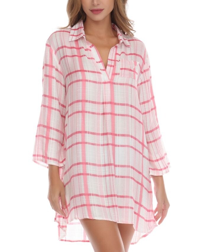 Raviya PINK Plus Size Printed Tunic Shirt Cover-up, US 2X | eBay
