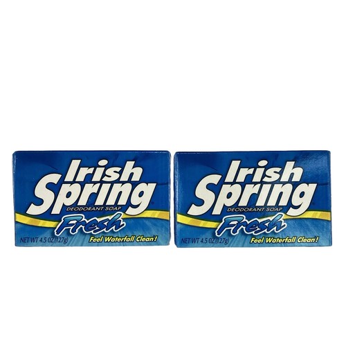 Vintage Lot Of (2) Irish Spring Fresh Waterfall Clean Deodorant Soap 4. ...