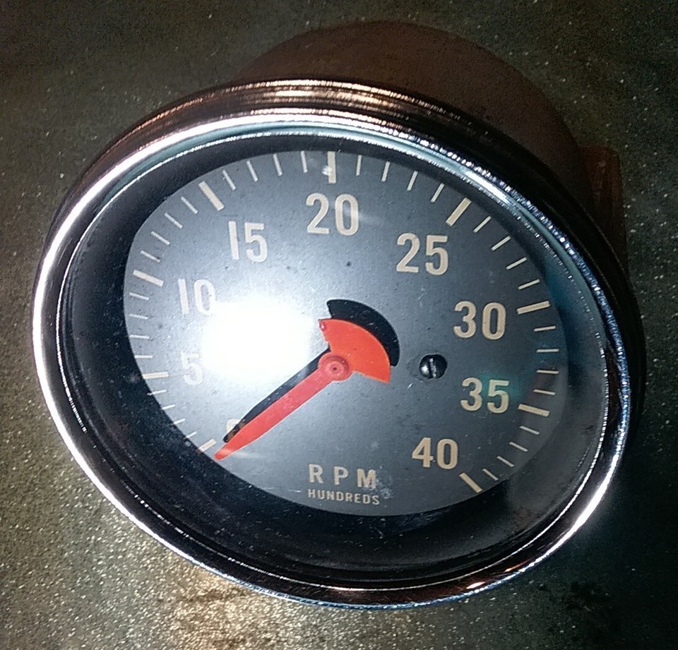 Vintage Stewart Warner 4000 RPM Tachometer Gauge SCTA Hotrod Dash Panel ...