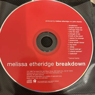 Breakdown by Melissa Etheridge (CD, Oct-1999, Island (Label)) | eBay