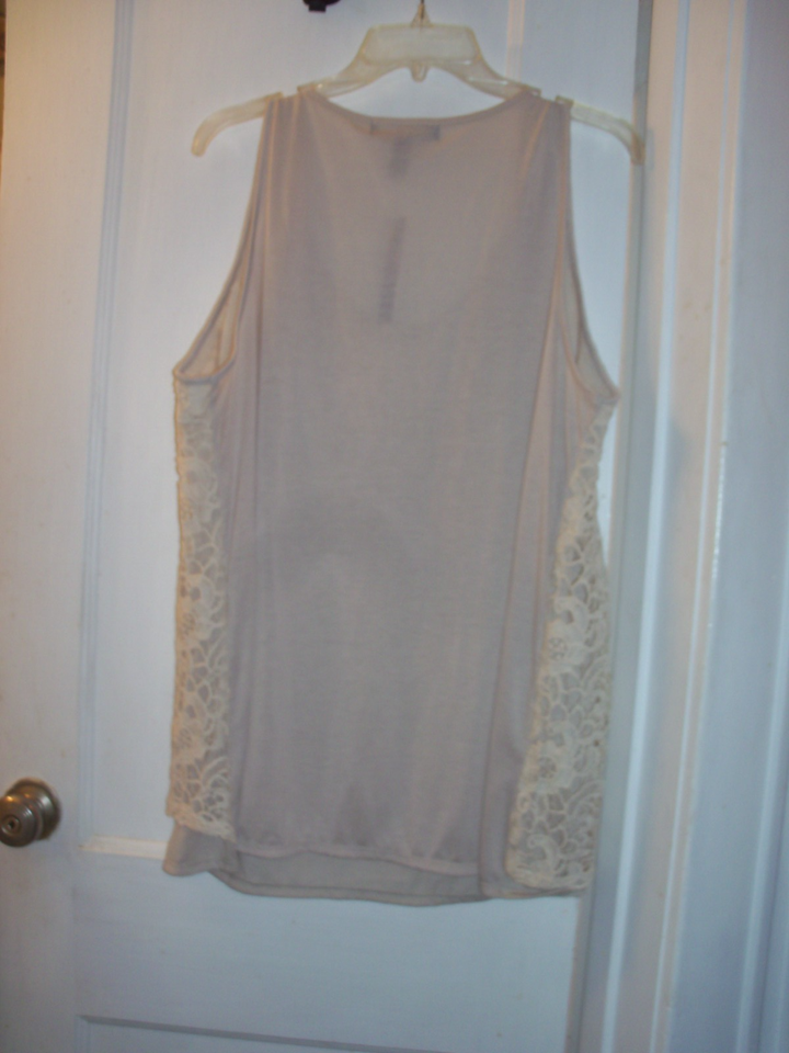 NEW WOMENS FRENCH LAUNDRY TAN TANK TOP w/CUT-OUT LACE PATTERN Size 1X ...
