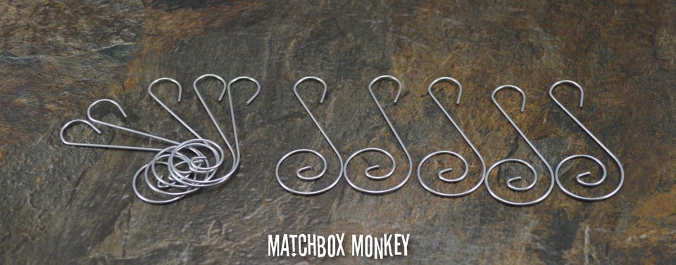 10 Decorative Silver S Swirl Wire Christmas Tree Ornament Hooks or ...