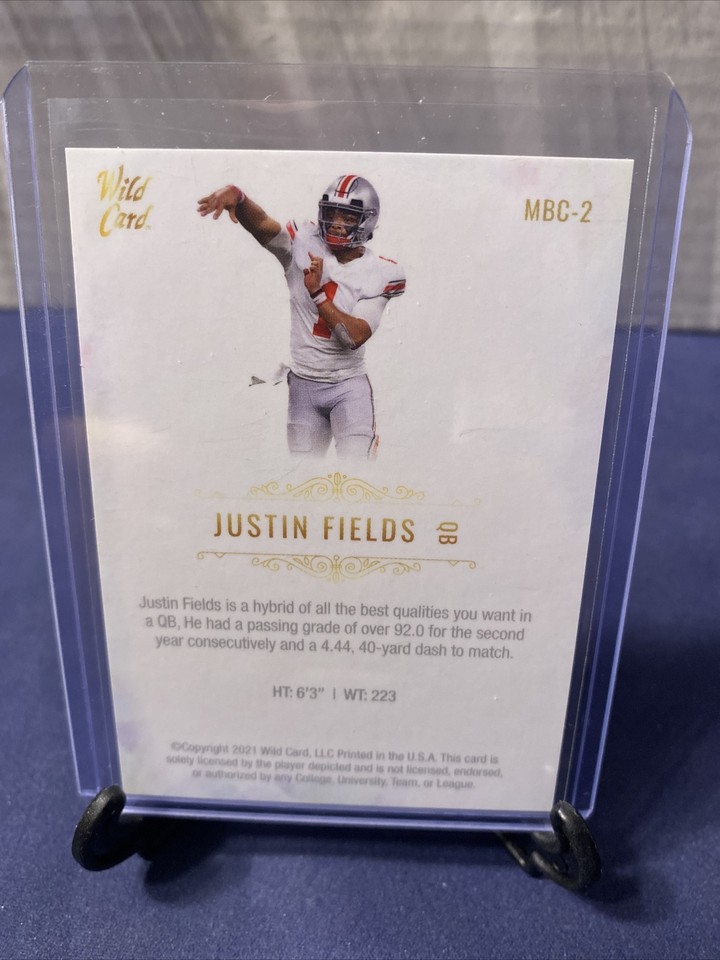 Justin Fields 2021 Wild Card Matte Premier White RC Rookie MBC-2 CHICAGO BEARS | eBay