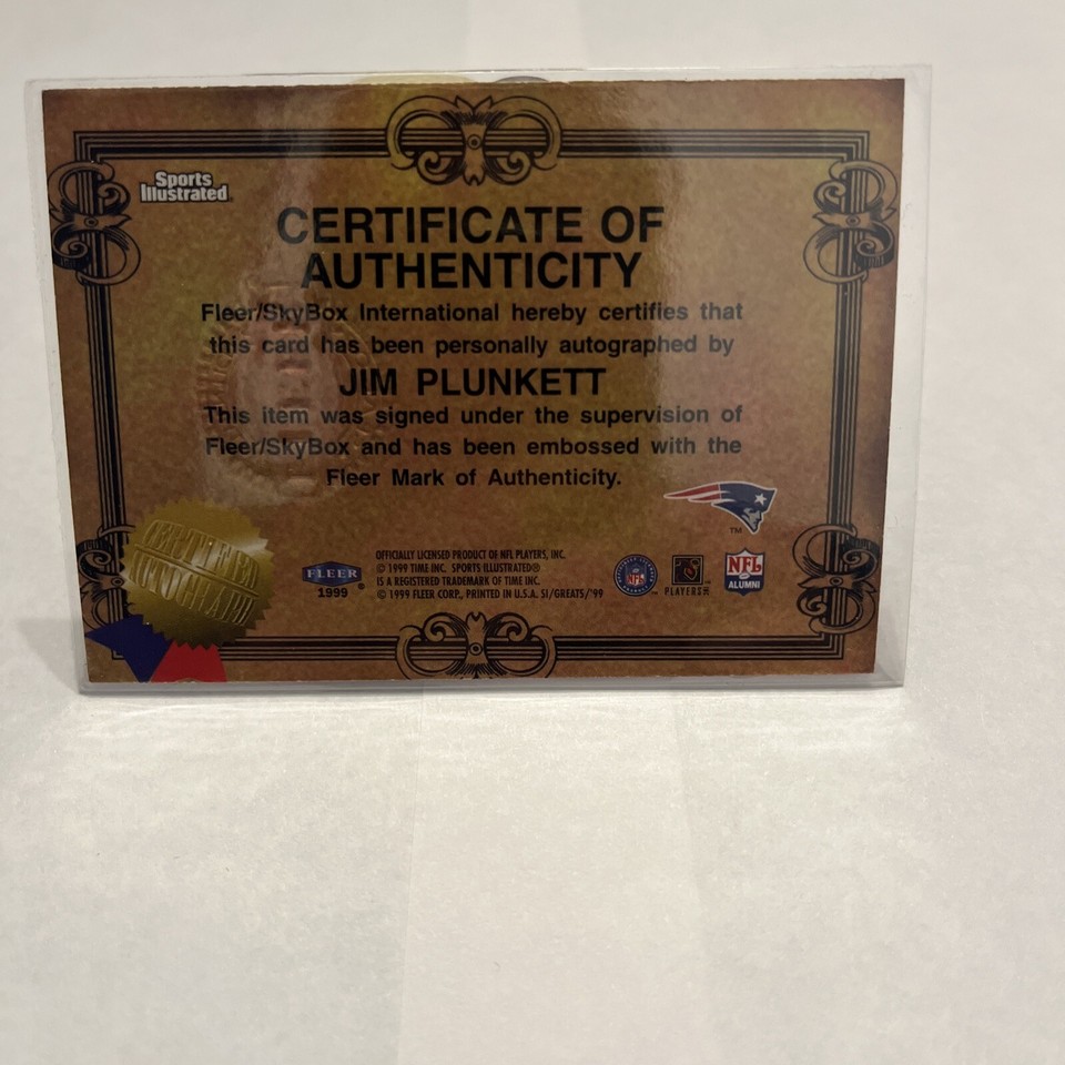1999 Fleer Sports Illustrated Auto Collection Jim Plunkett Autograph ...