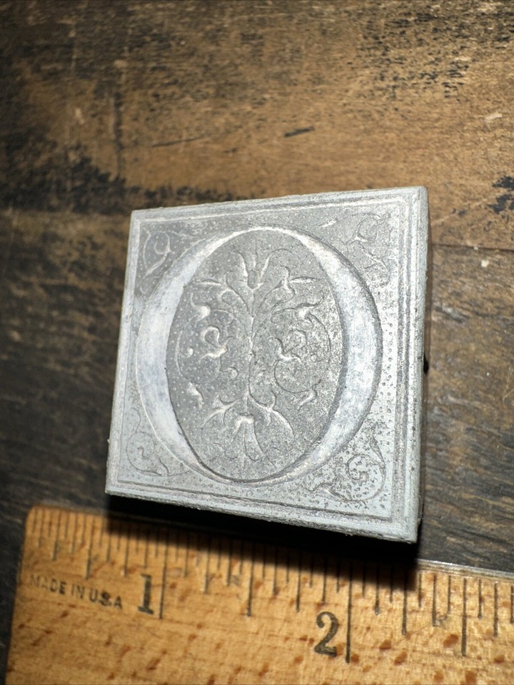 Printing Block ( Floral Scene ) Lead Block, Nice Lines! | eBay