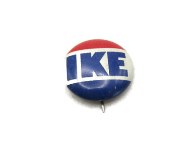 IKE Lettered Campaign Pin Red White & Blue | eBay