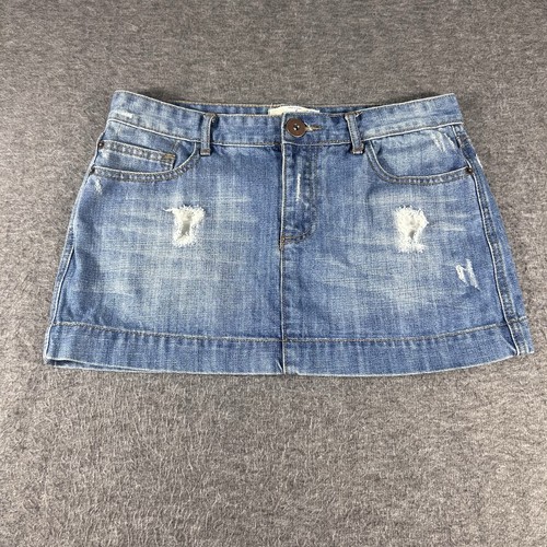 Cotton On Denim Skirt Sz 8 Micro Mini Low Rise Distressed Y2K ...