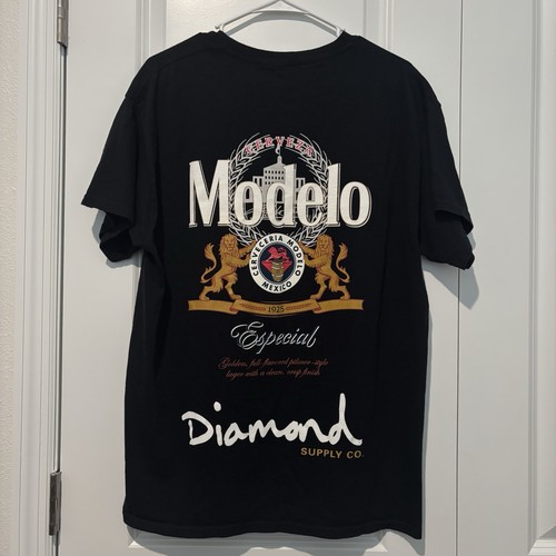 Diamond Supply X Modelo Graphic Tee Mens Size Large Black Skate Cerveza ...