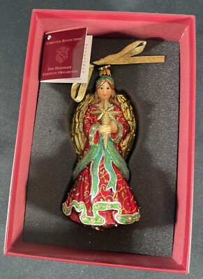 Reed & Barton Hand Blown Glass Red Starlight Angel Ornament C4111R MIB ...