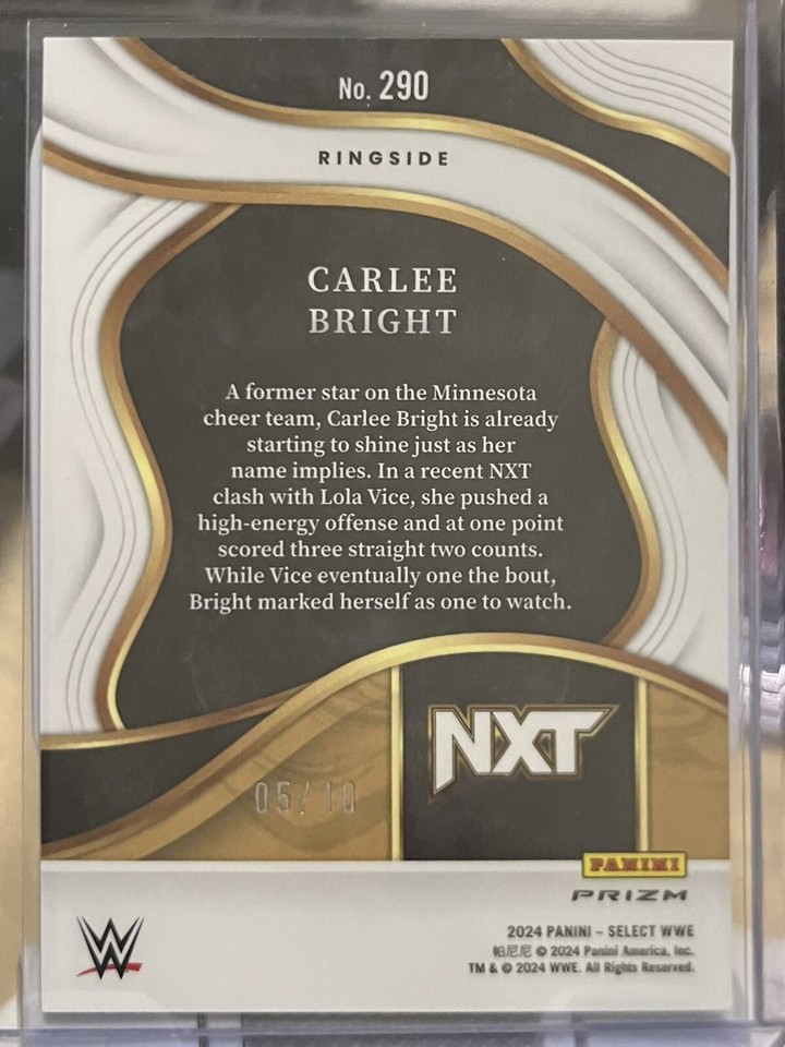 2024 Panini WWE Select Carlee Bright Ringside 5/10 Super Rare Case Hit ...