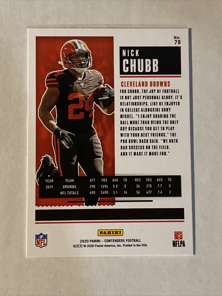 Nick Chubb 2020 Panini Contenders Football #78 Cleveland Browns ...