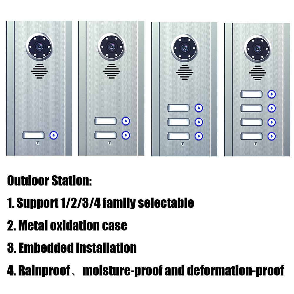 BUS 2 Wire Intercom systems Kit 1/2/3/4 Units Apartment 7 Inch Video ...