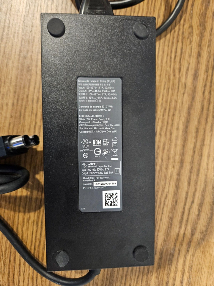 Xbox One Power Supply Model PB-2201-02M2 AC Adapter Brick Cable 12v 1A ...