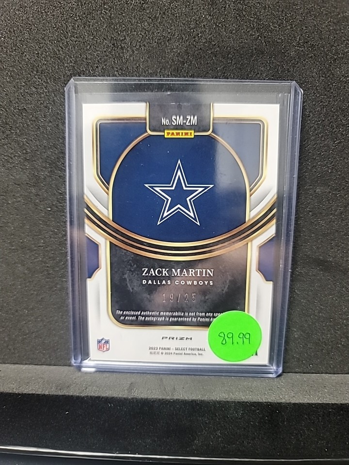 2023 Panini Select Zack Martin Tie-Dye Prizm Patch Auto #SM-ZM 19/25 ...