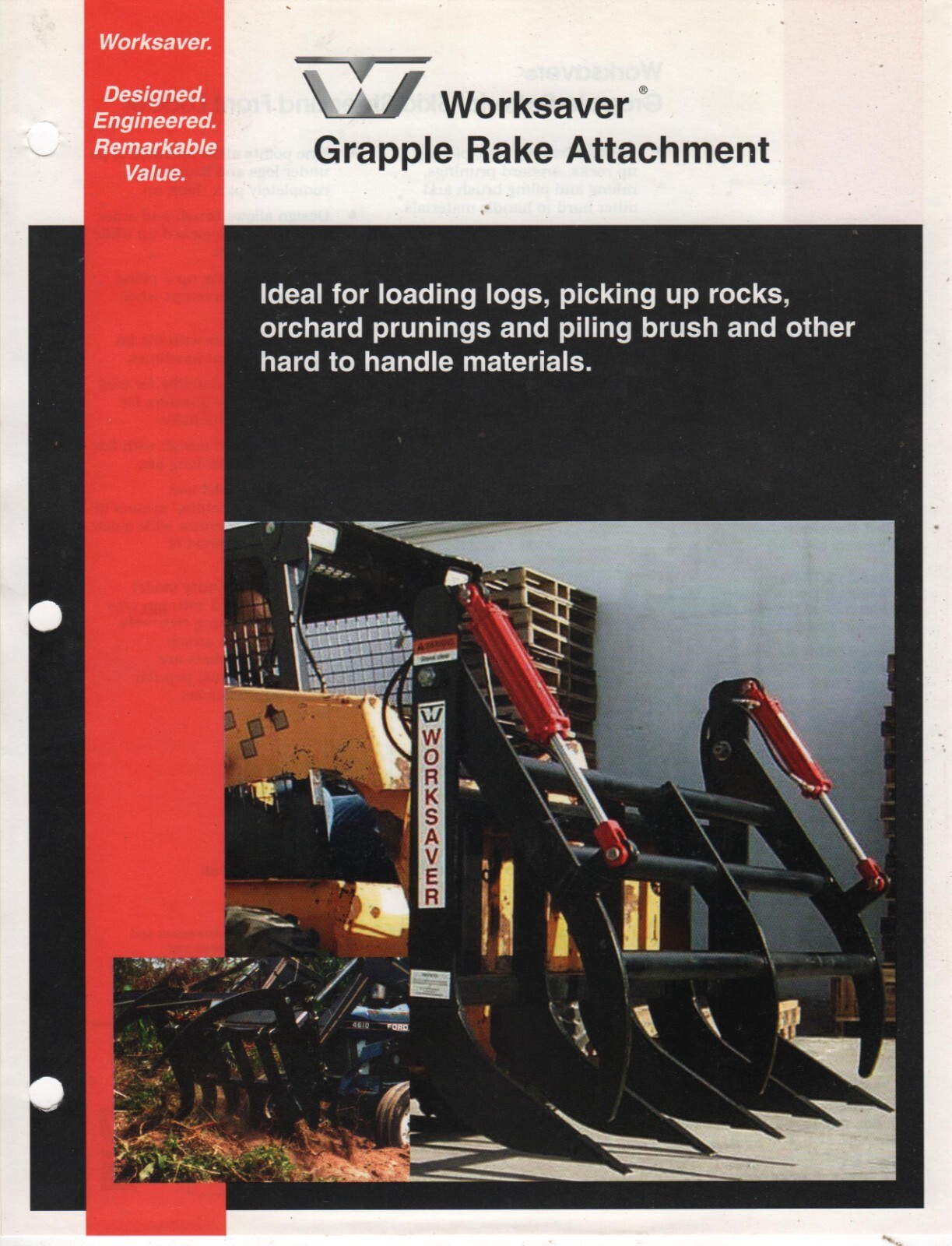 WORKSAVER GRAPPLE RAKE ATTACHMENT SKID STEER FRONT LOADER FLGR-62 SSGR ...