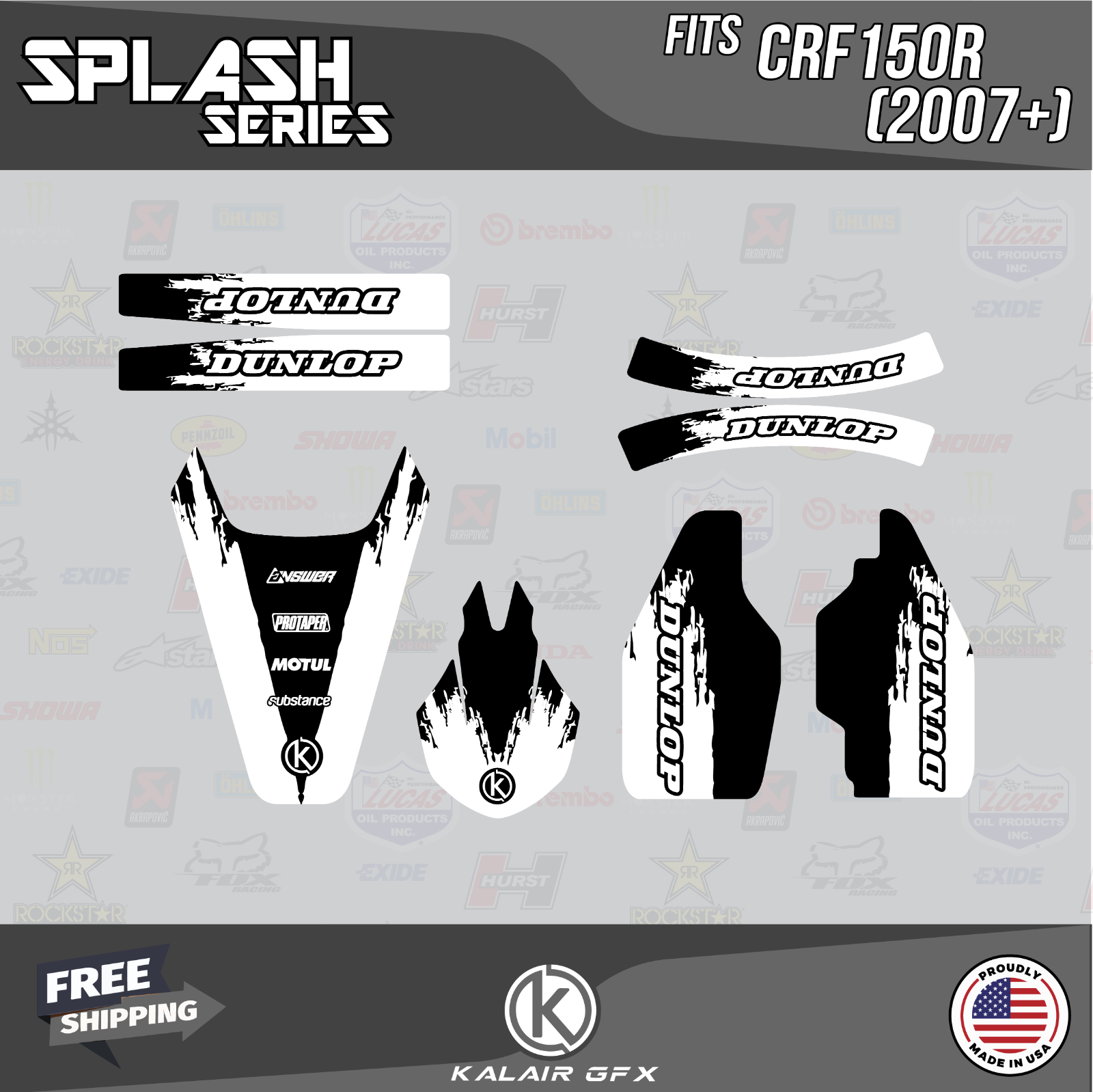 Graphics Kit for Honda CRF150R (2007-2023) CRF 150R Splash Series ...