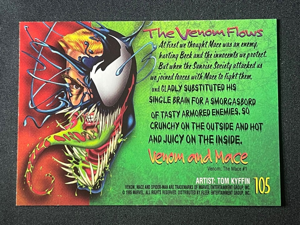 1995 Fleer Ultra Marvel Spider-Man Mace The Venom Flows #105 Venom And ...