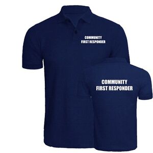 COMMUNITY FIRST RESPONDER PRINTED NAVY POLO SHIRT, WORKWEAR, MEDICAL ...