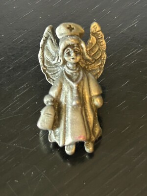 Vintage Collectible Nurse Angel Silver Tone Metal Pinback Lapel Pin Hat ...