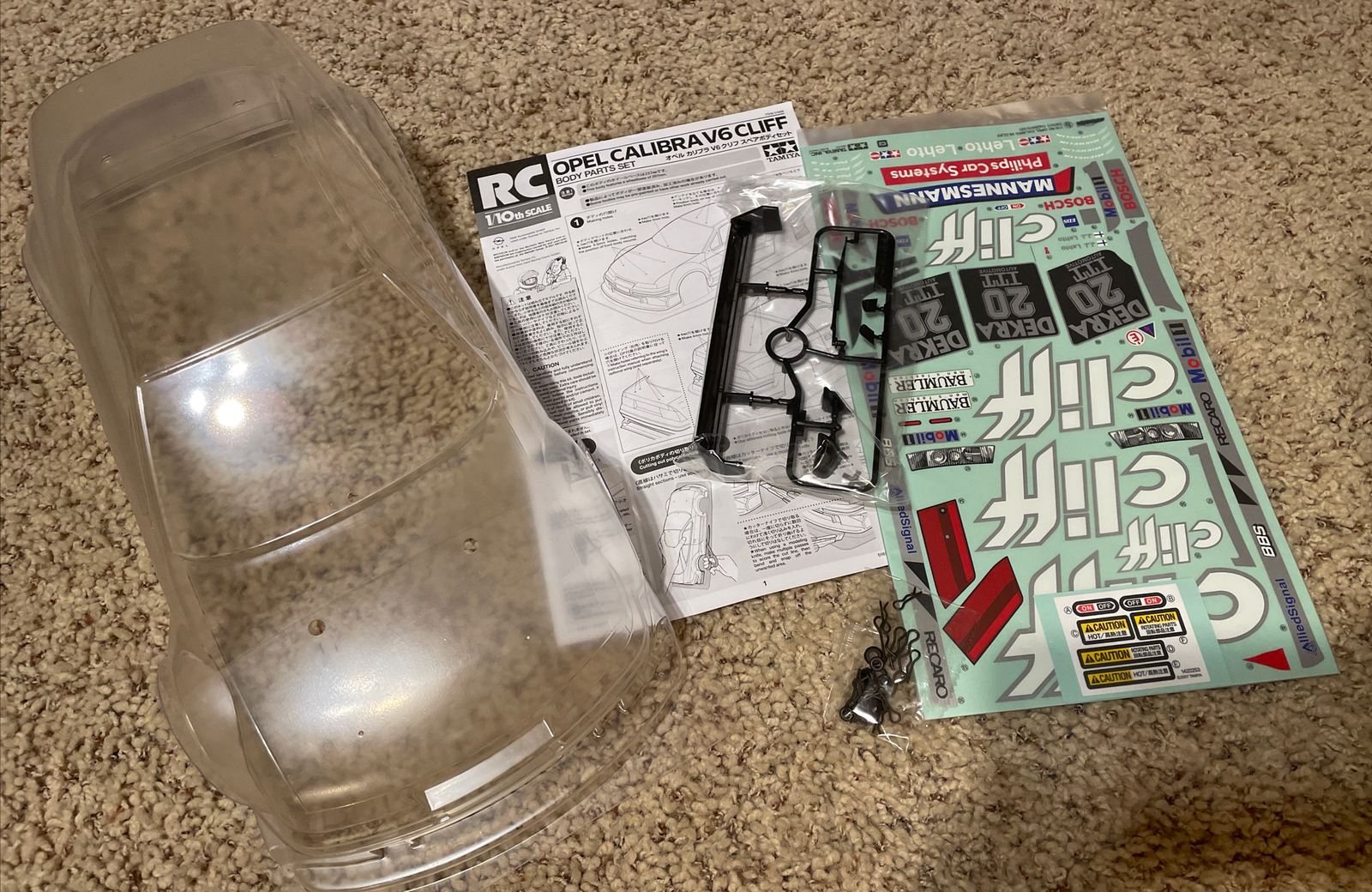 51689 Tamiya 1/10 RC Opel Calibra V6 Cliff Spare Body Set TT01/TT02 ...