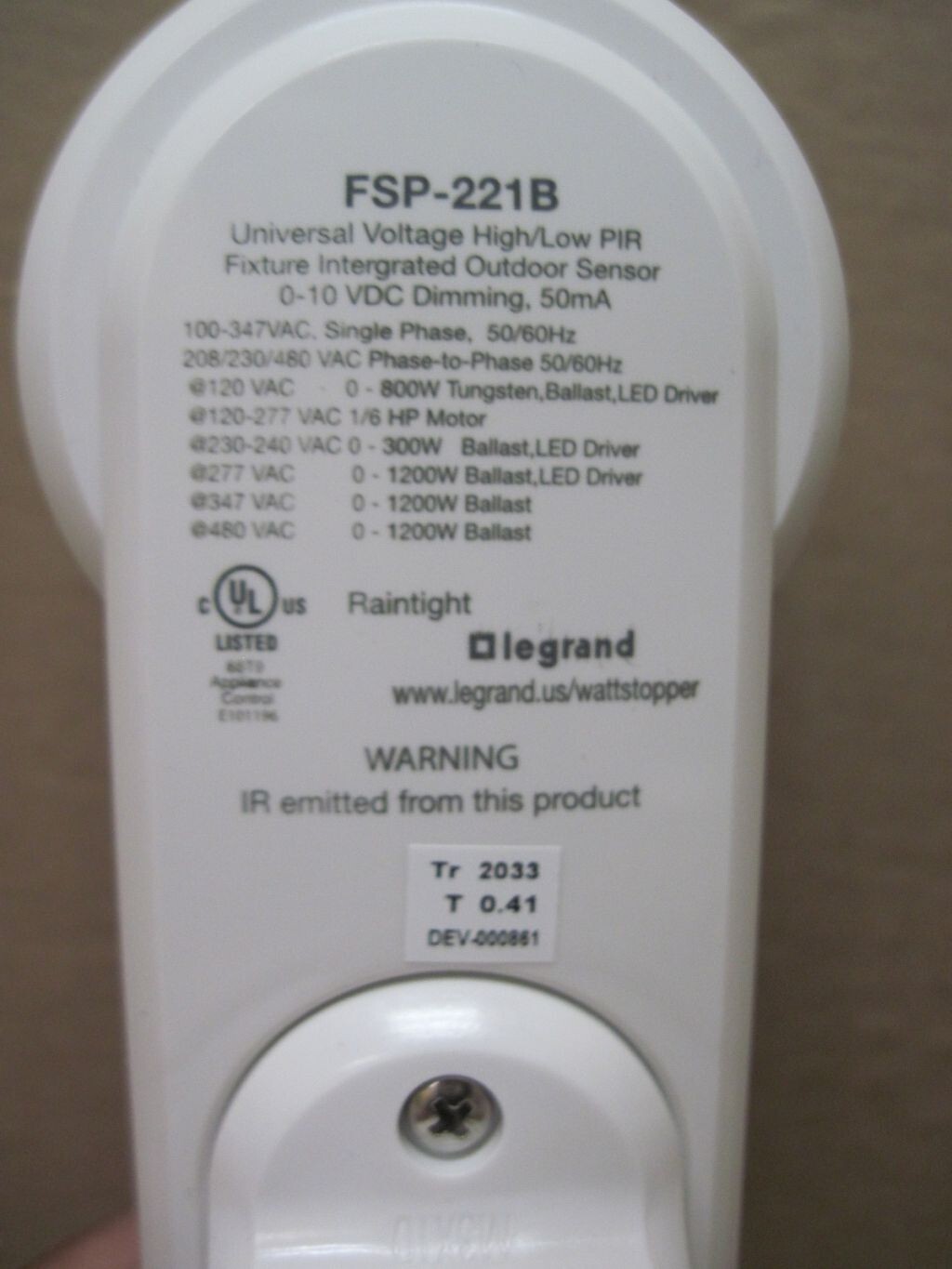 Legrand Wattstopper (FSP-221B-D-L2-W) Universal Volt High / Low PIR ...