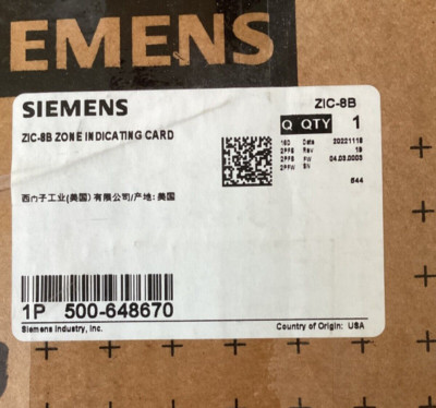 Siemens 500-648670 ZIC-8B Zone Indicating Card Speaker/Strobe Card *New ...