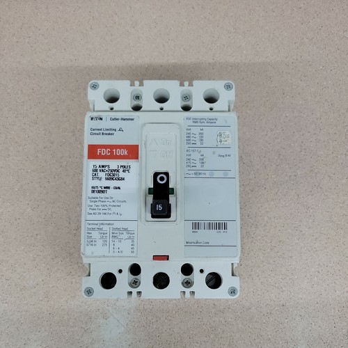 FDC3015 Cutler Hammer FDC 100k 15 amp 3 pole 600 volt Circuit Breaker ...