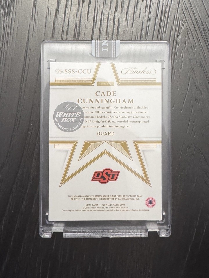 2021 Flawless Cade Cunningham Star Swatch Signature White Box 1/1 ...