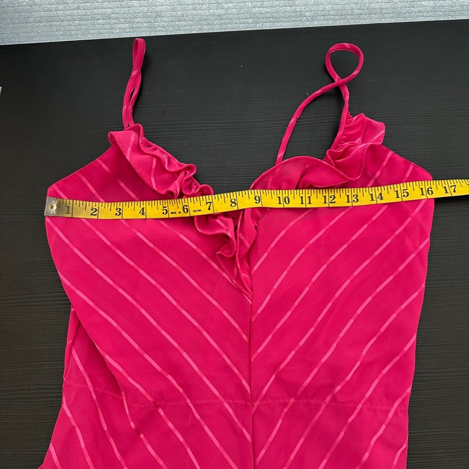 Vintage Barbizon Pink Striped Satin V-Neck Ruffled Trim Teddy Size ...