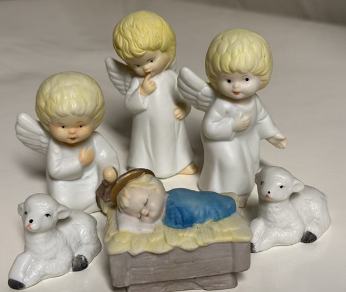 Vintage Angel Nativity Set Christmas Around the World 6 Piece Ceramic ...