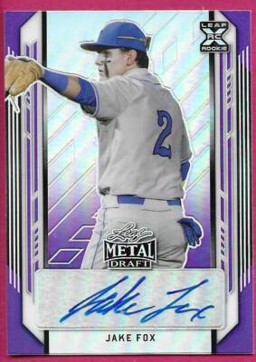 2021 Leaf Metal Draft Baseball JAKE FOX Rookie #BA-JF1 Purple Autograph ...