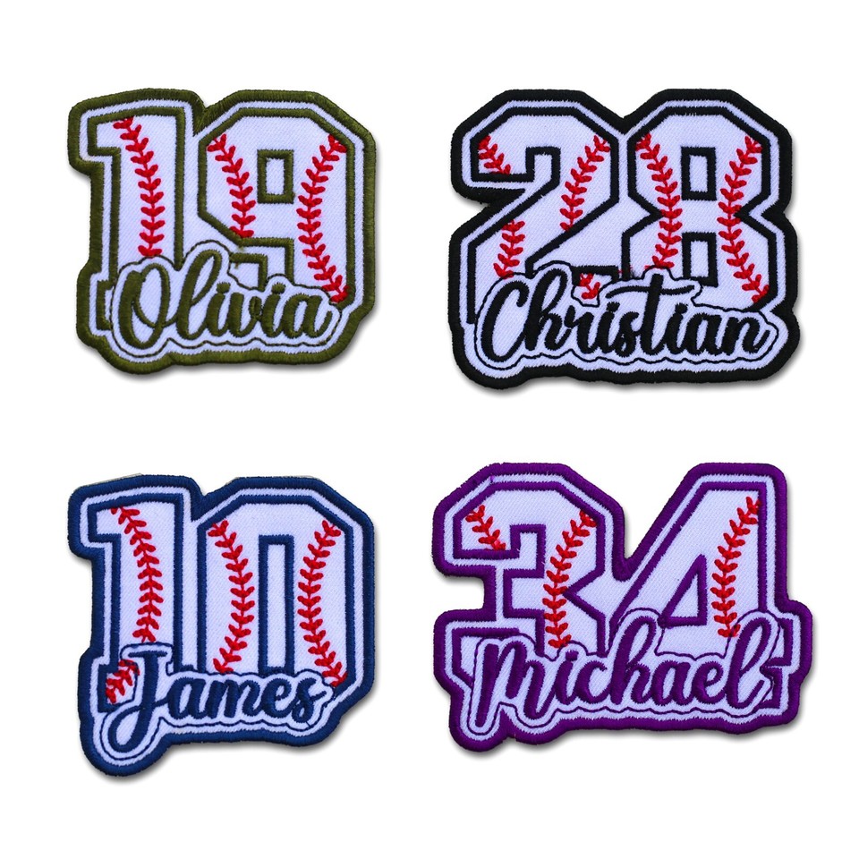 Personalized Baseball Name Patches - Custom Baseball Number Patch Iron ...