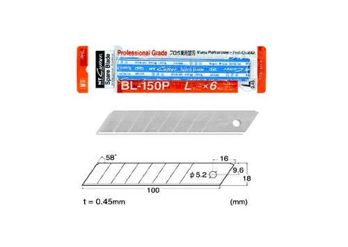 NT Cutter 2 Pack (12 blades) BL-150P 0.45mm 58 degree Heavy-Duty L-type ...