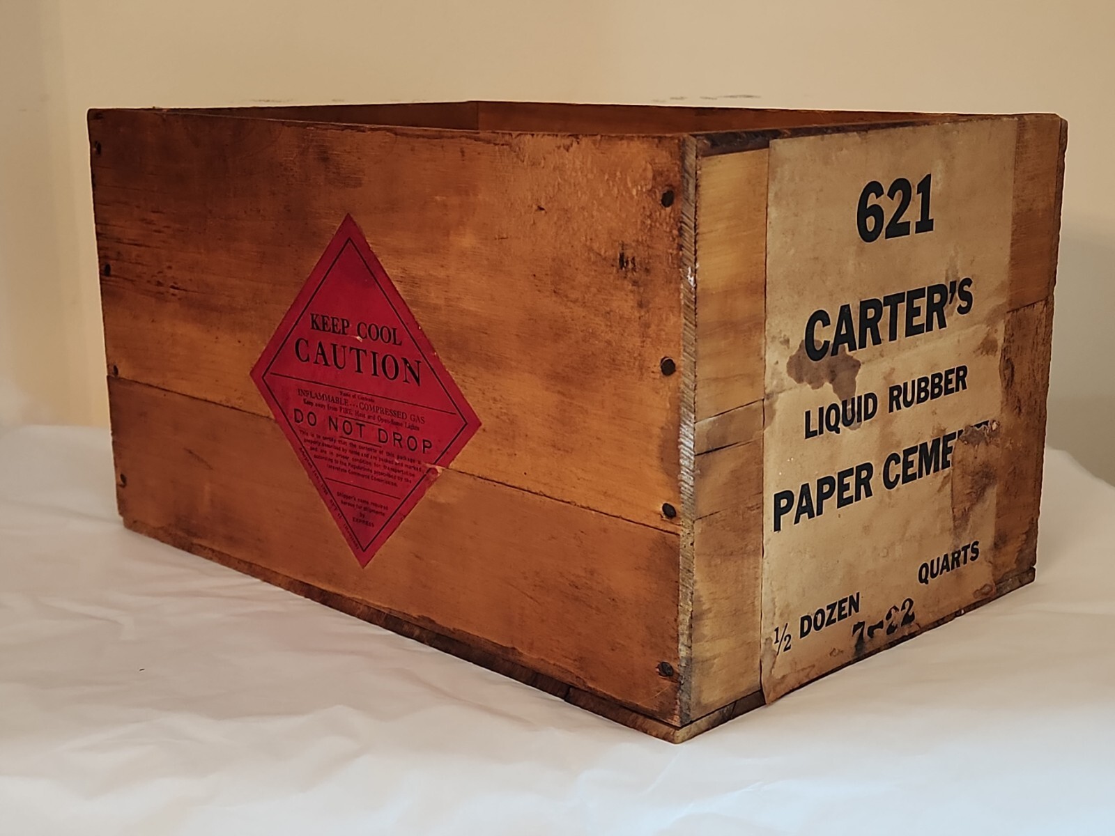 Carters Ink Products Wood Crate - Liquid Rubber Paper Cement, 1923 ...