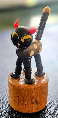 Vintage wooden push collapsible Black Cat toy Made in Italy | eBay